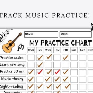 Printable Guitar Practice Reward Chart: Music Progress Tracker (PDF) - Etsy