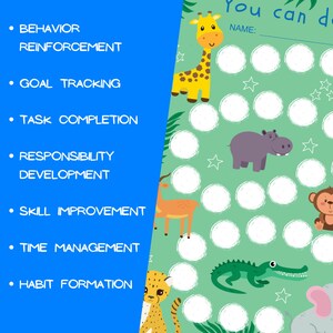 Printable Reward Chart, Safari Reward Chart, Animal Sticker Chart ...
