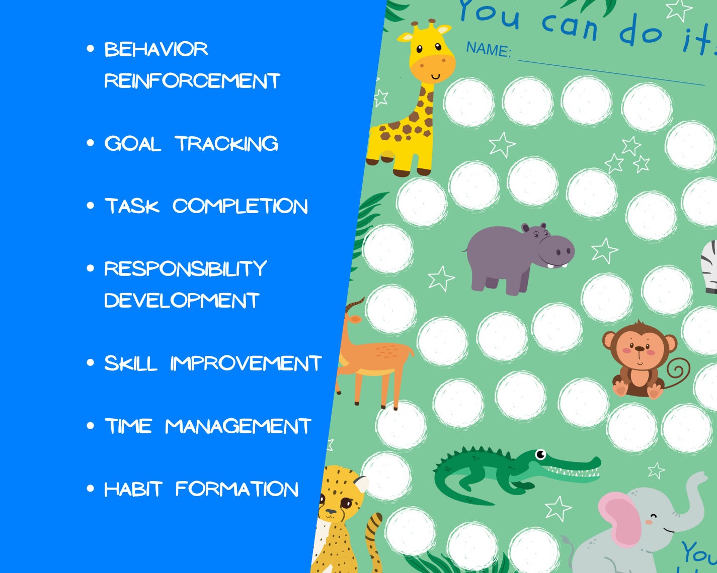 Safari Animal Reward Chart: Potty Training, Classroom Behavior ...