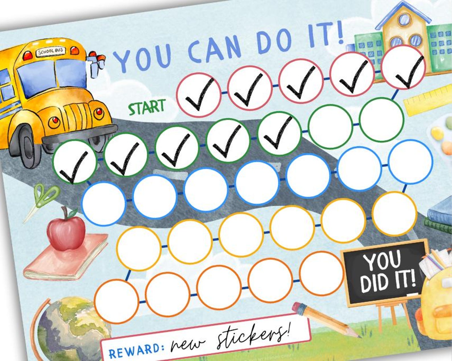 Printable School Reward Chart for Kids, Toddler Preschool, Classroom ...