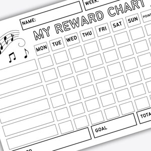 Printable Music Reward Chart, Music Practice Chart, Kids Reward Chart ...