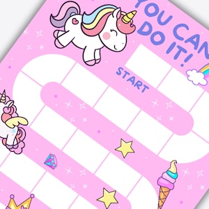 Unicorn Reward Chart, Rewards Chart for Girls, Progress Tracker, Pink ...