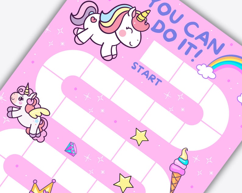 Unicorn Reward Chart, Rewards Chart for Girls, Progress Tracker, Pink ...