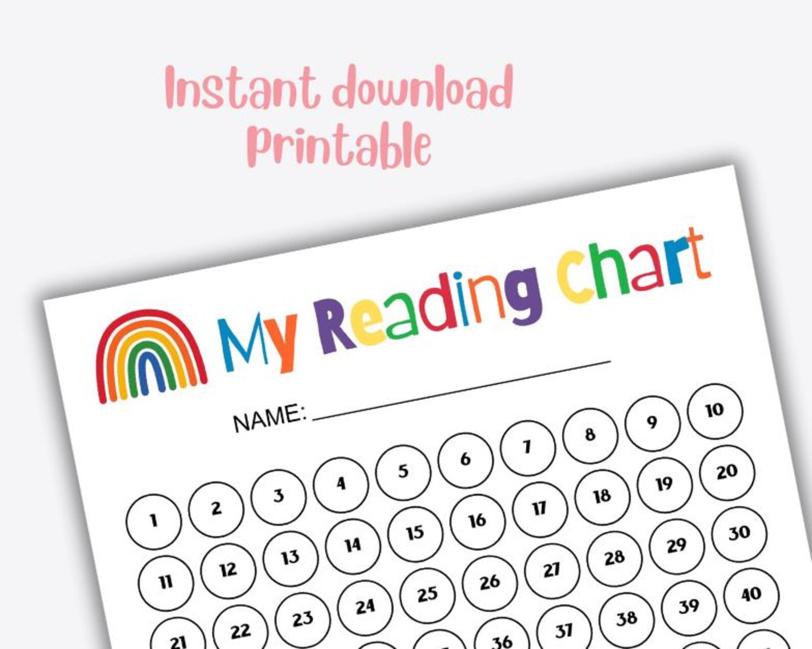 Kids Printable Reading Chart, Rainbow Reading Reward Chart, Kids Reward ...