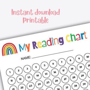 Kids Printable Reading Chart, Rainbow Reading Reward Chart, Kids Reward ...