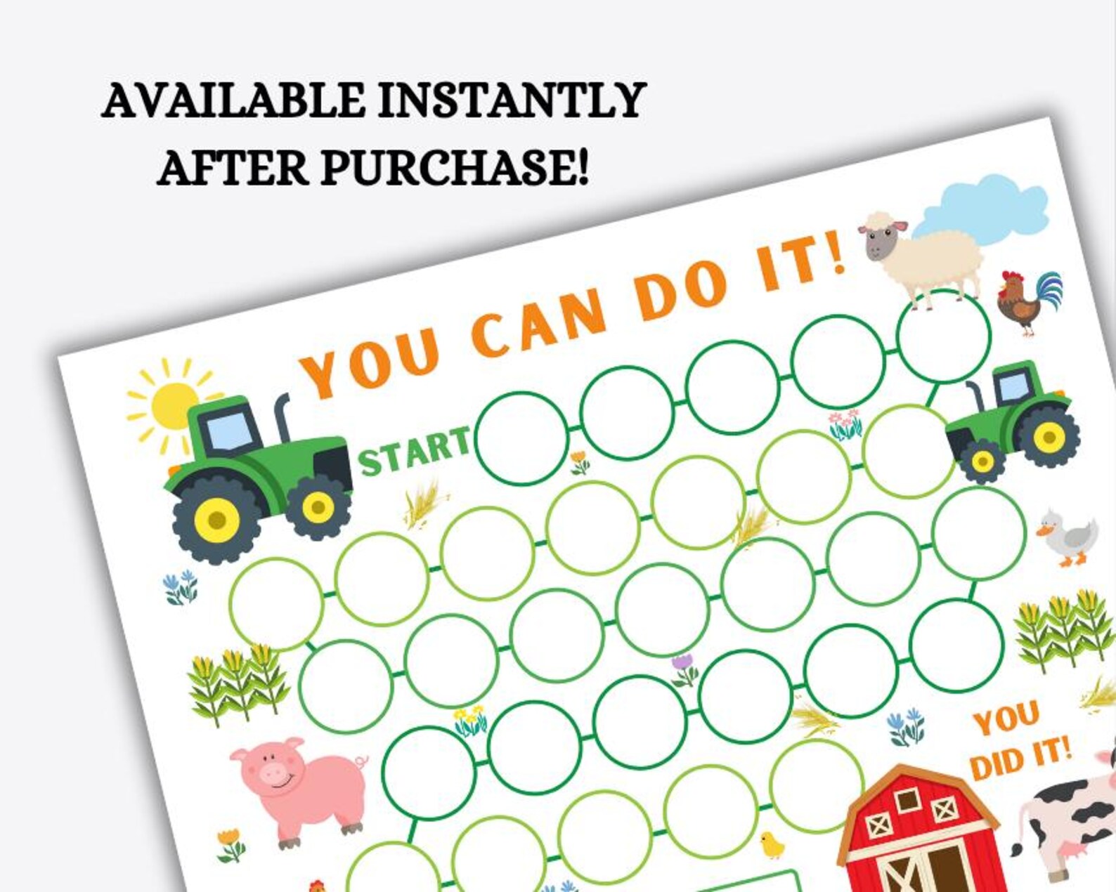 Tractor Reward Chart Printable: Farm Behavior Tracker (digital Download ...