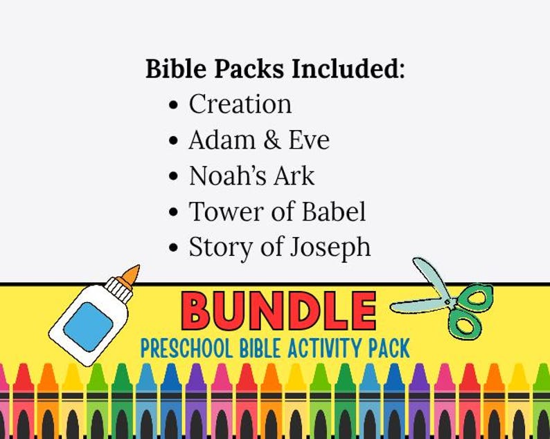 Bible Activity Pack, Preschool Bible Lessons, Church School Printables ...