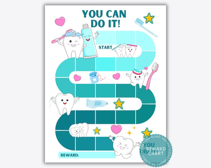 Reward Chart, Brush Your Teeth Reward Chart, Kids Reward Chart, Teeth ...