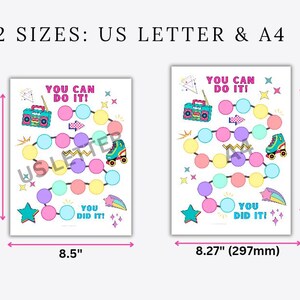 90s Retro Roller Skate Reward Chart Printable, Workout Habit Tracker ...