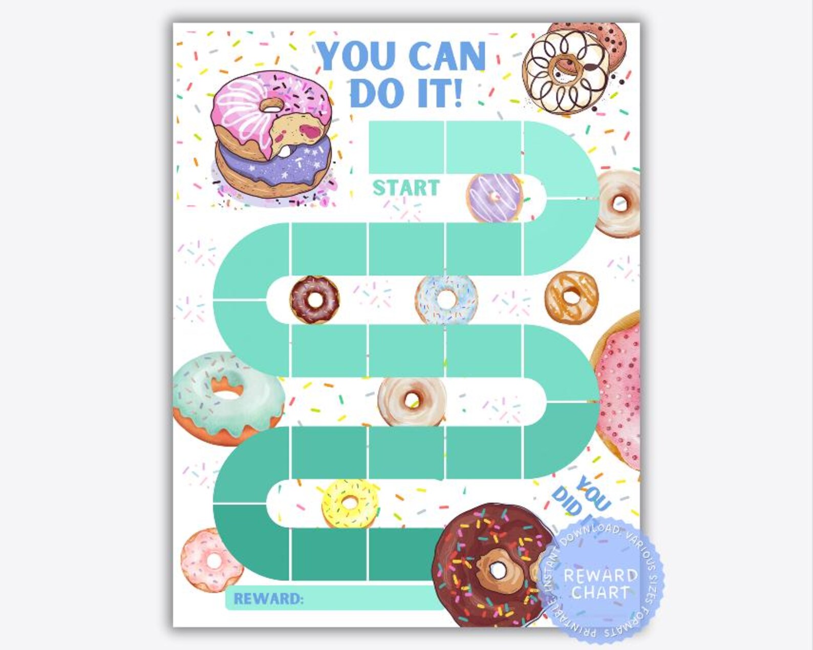 Donut Reward Chart for Kids: Potty Training, Behavior Goals (PDF, PNG ...