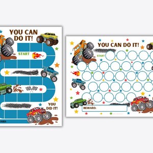 Monster Truck Reward Chart Bundle Sticker Chart Kids Behavior Chart ...