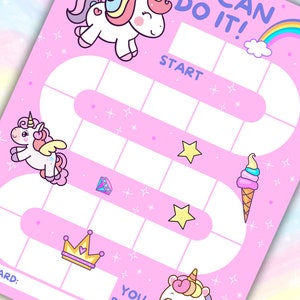 Unicorn Reward Chart, Rewards Chart for Girls, Progress Tracker, Pink ...