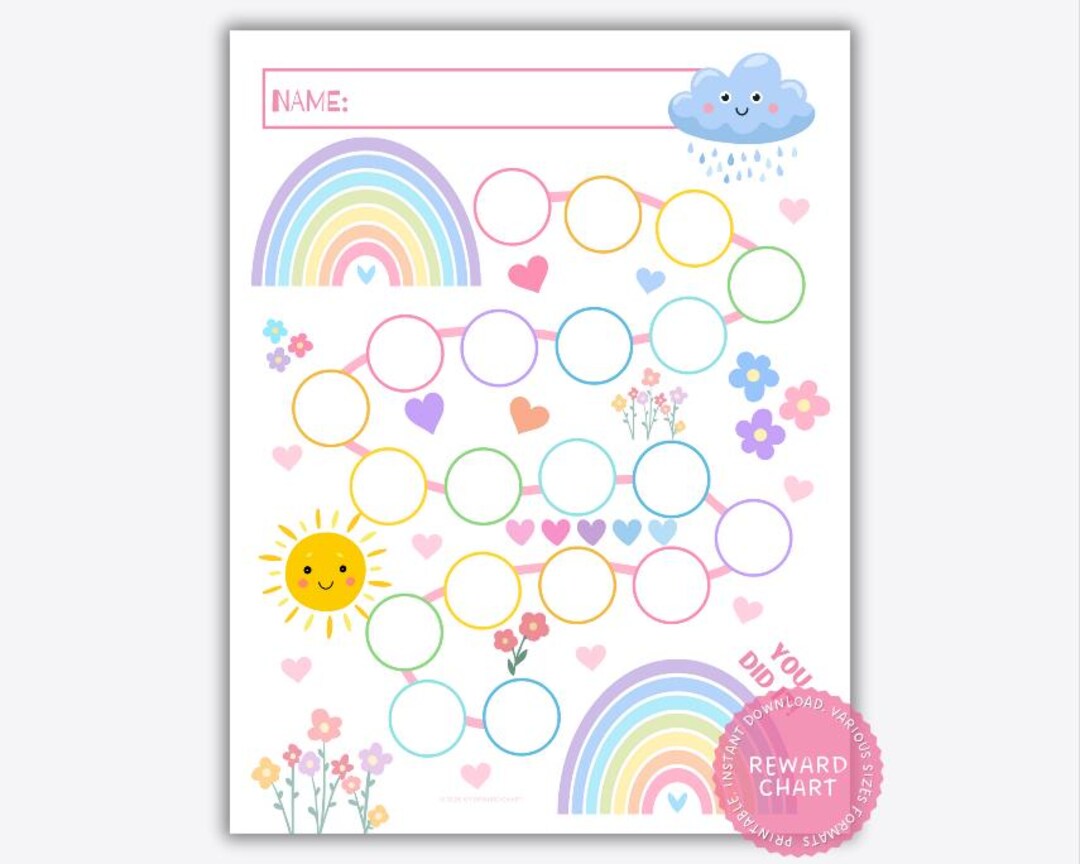Rainbow Reward Chart, Potty Training Chart Download, Printable Reward ...