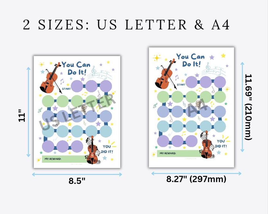 Printable Violin Reward Chart, Music Reward Chart, Violin Practice ...