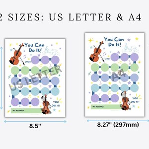 Printable Violin Reward Chart, Music Reward Chart, Violin Practice ...