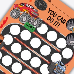 Printable Monster Truck Reward Chart, Big Cars Kids Behavior Chart ...