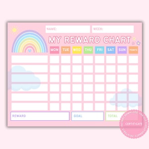 Rainbow Chore Chart Printable, Kids Reward Chart, Music Practice Chart ...