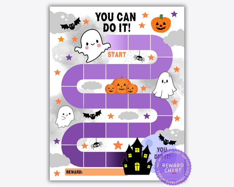 Halloween Reward Chart, Printable Reward Chart, Kids Fall Sticker Chart ...