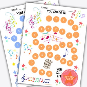 Printable Music Reward Charts, Music Practice Chart, Kids Reward Chart ...