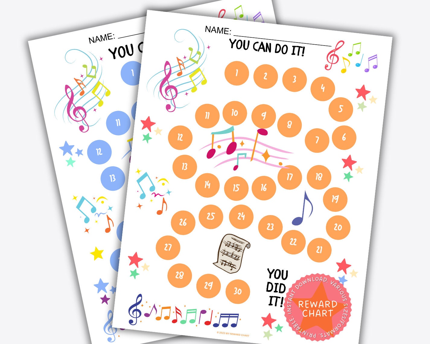 Printable Music Reward Charts, Music Practice Chart, Kids Reward Chart ...