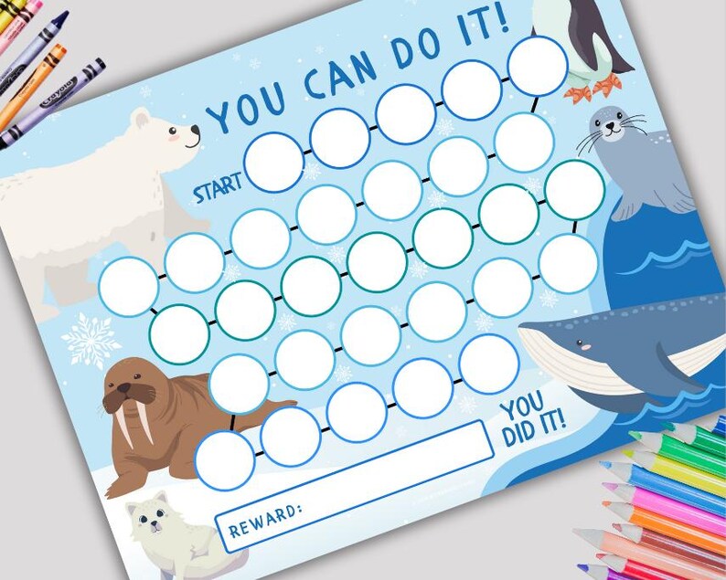 Arctic Animals Reward Chart: Kids' Potty Training, Behavior (PDF) - Etsy