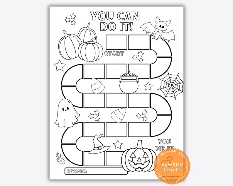 Printable Halloween Reward Chart Coloring Pages, Kids Fall Reward Chart ...