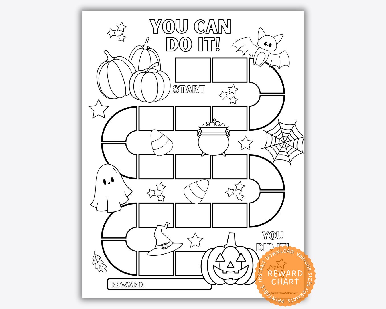 Printable Halloween Reward Chart Coloring Pages, Kids Fall Reward Chart ...