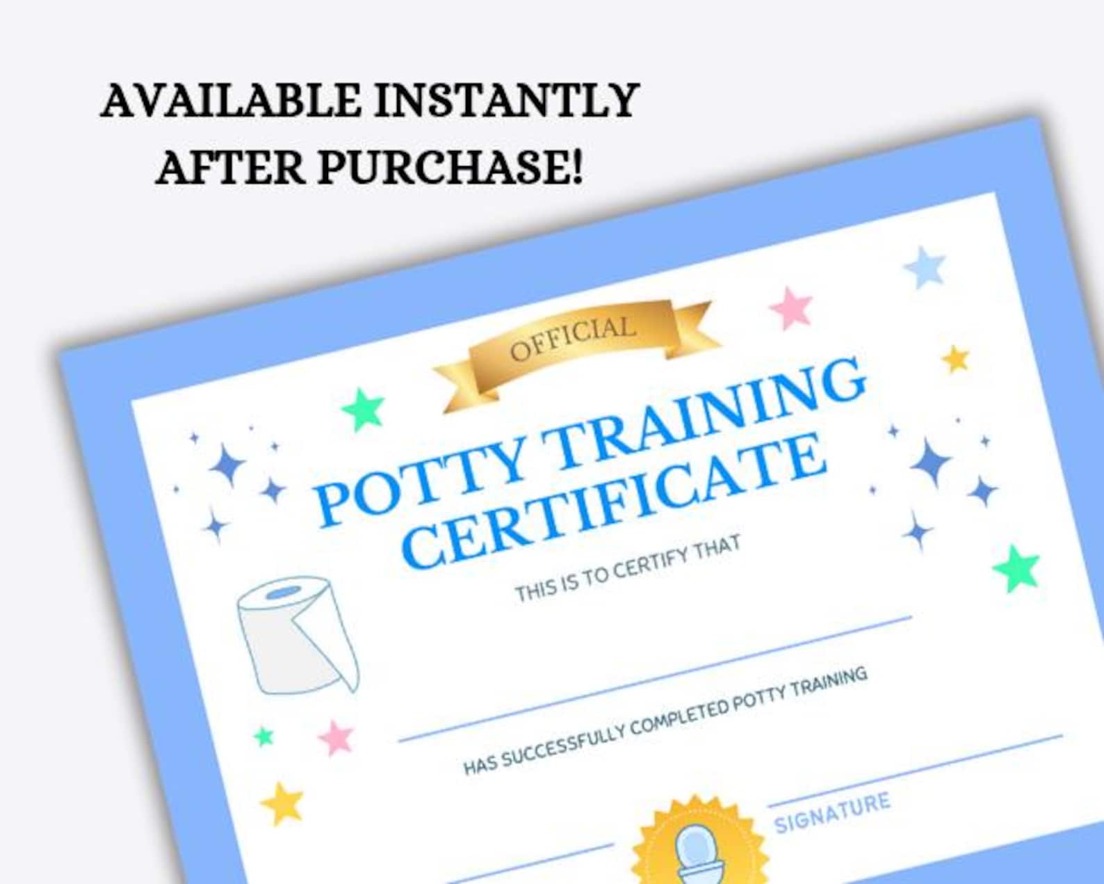 Potty Training Certificate, Toilet Training Diploma, Potty Training ...