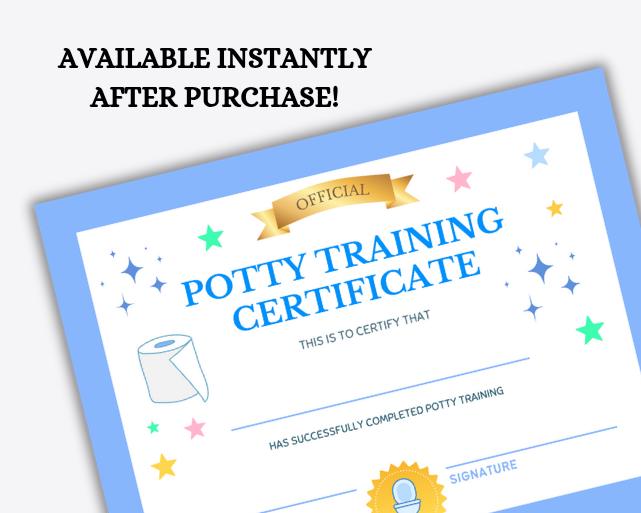 Potty Training Certificate, Toilet Training Diploma, Potty Training ...