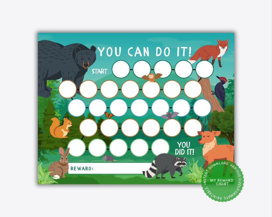 Woodland Animal Reward Chart for Children, Preschool Classroom Forest ...