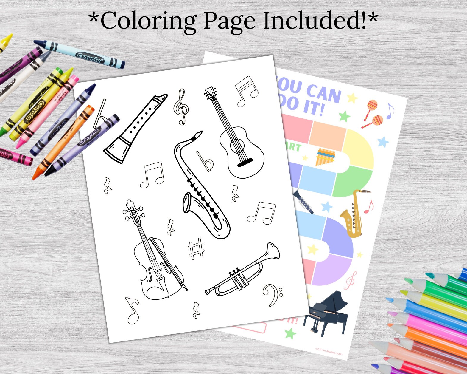Printable Music Practice Chart, Rainbow Music Practice Chart, Kids ...