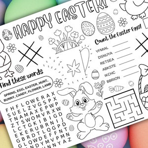 Easter Activity Placemat: Spring Coloring Page for Kids (PDF) - Etsy