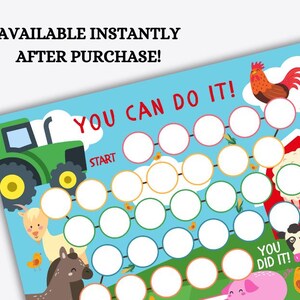 Farm Animal Reward Chart for Children, Tractor Sticker Chart, Potty ...