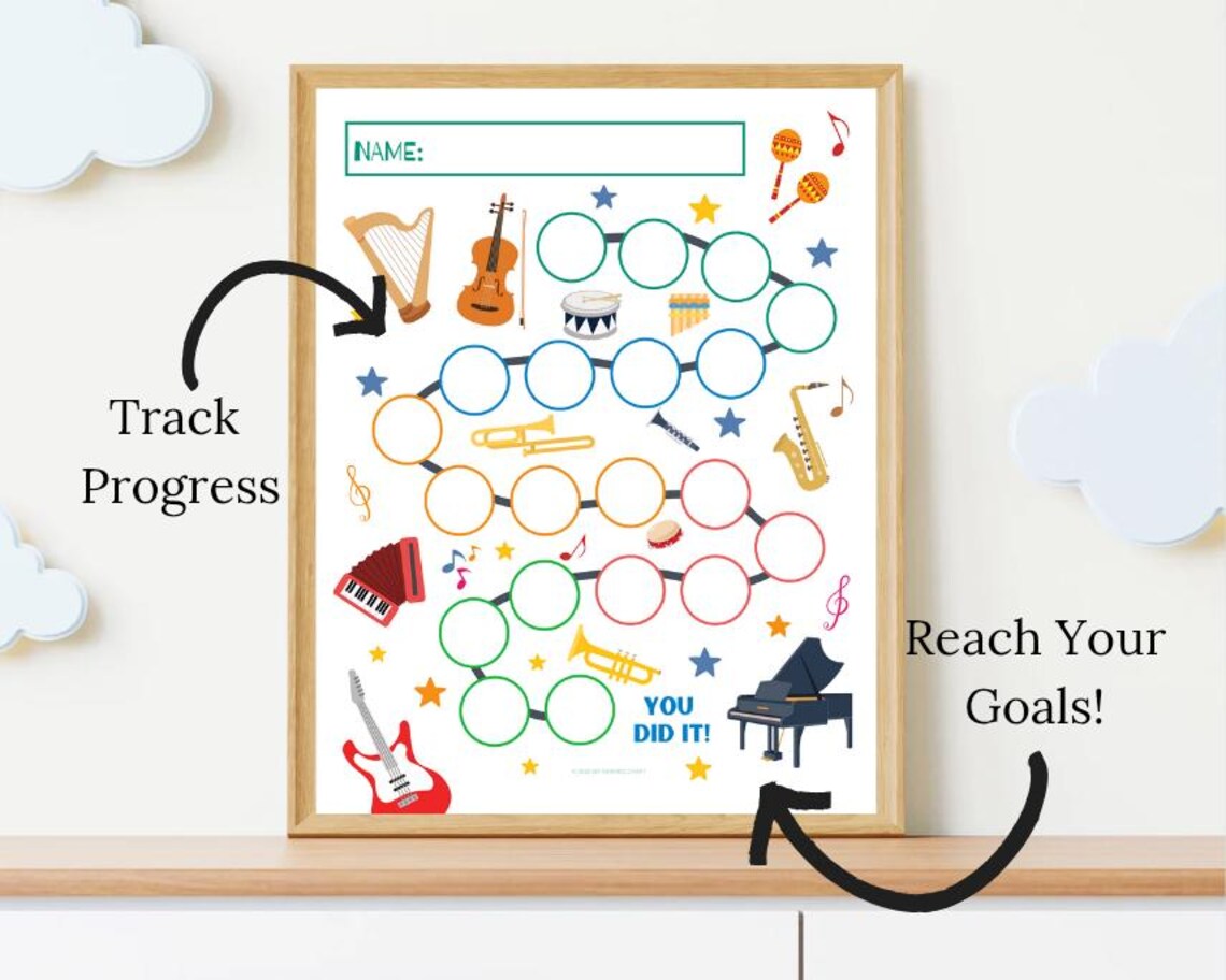 Printable Music Reward Chart, Music Practice, Violin Practice Chart ...