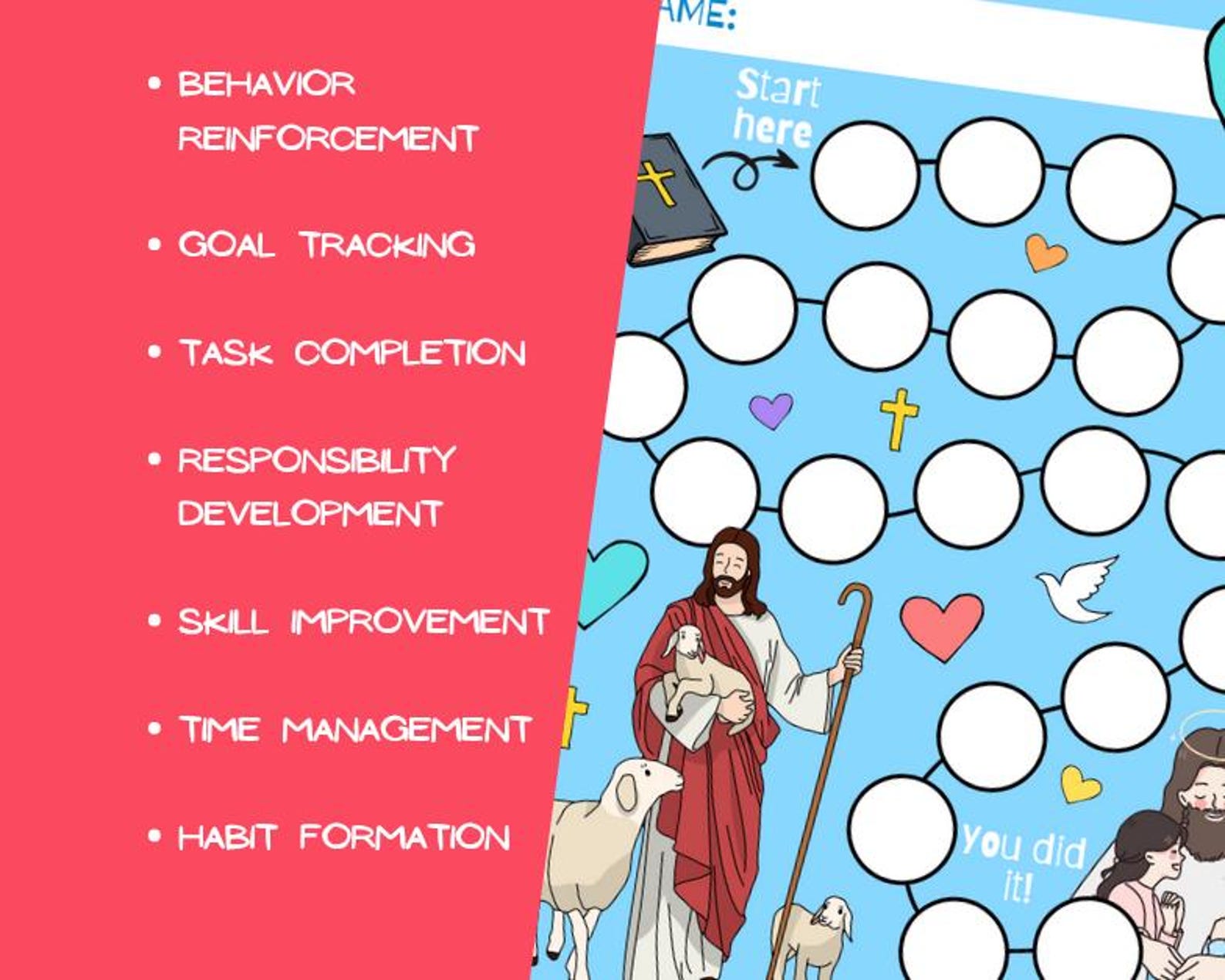 Jesus Reward Chart: Bible Theme, Kids Habit Tracker (printable) - Etsy