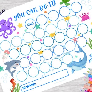 Reward Chart Printable, Kids Reward Chart, Potty Training Chart, Ocean ...