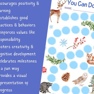 Cute Winter Season Reward Chart for Kids, Winter Woodland Animal Reward ...