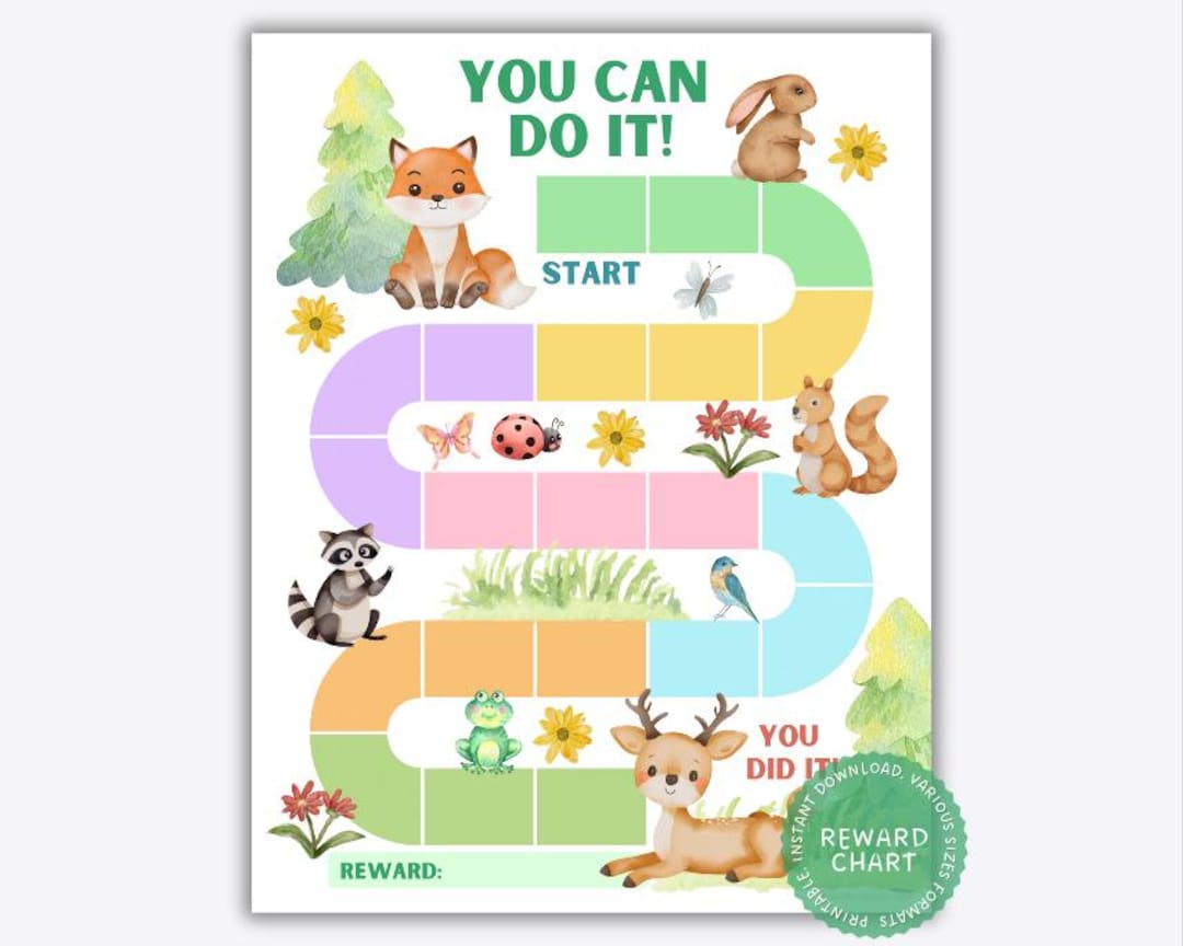 Spring Reward Chart, Woodland Sticker Chart, Kids Behavior Chart ...