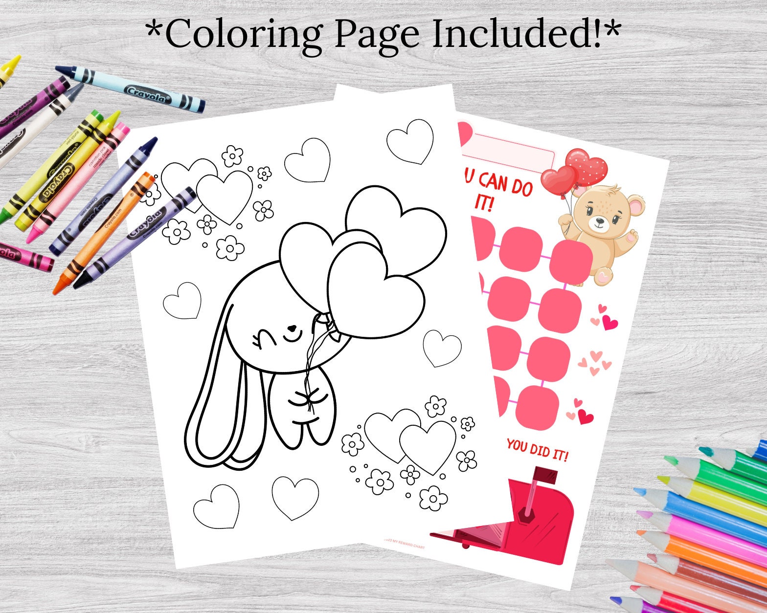 Valentine Reward Chart, Printable Potty Training Chart, Printable ...