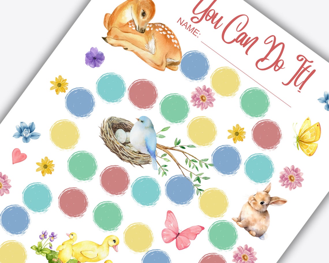 Reward Chart Printable, Kids Reward Chart, Spring Baby Animal Reward ...