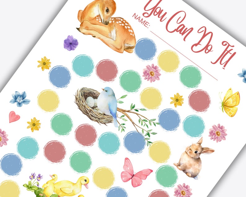 Reward Chart Printable, Kids Reward Chart, Spring Baby Animal Reward ...