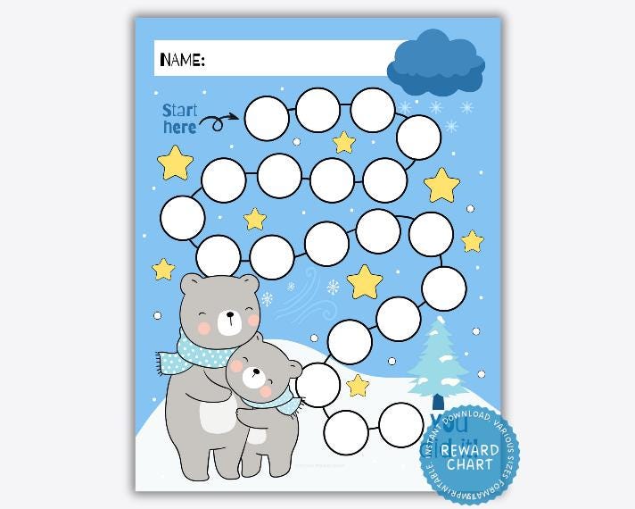 Winter Children's Reward Chart: Goal Tracker, Sticker Chart (PDF, PNG ...