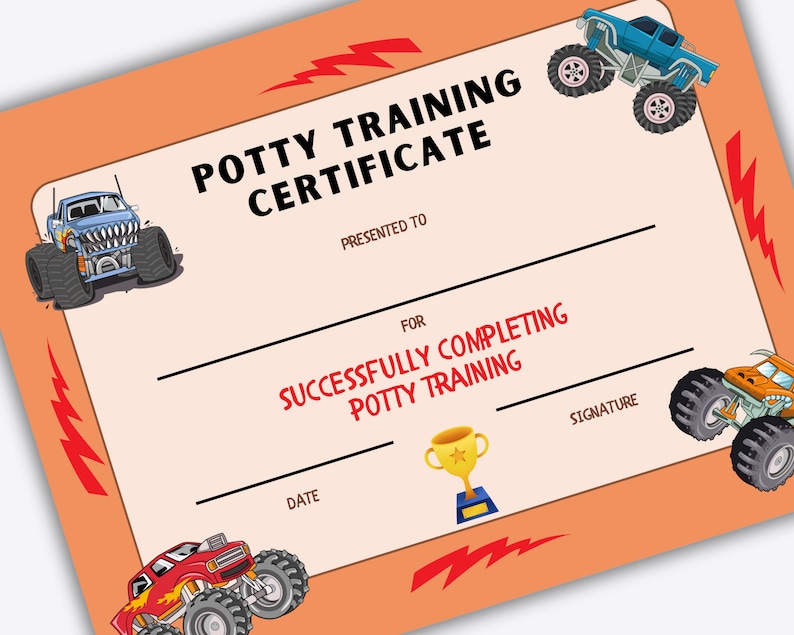 Potty Training Certificate, Toilet Training Diploma, Potty Training ...