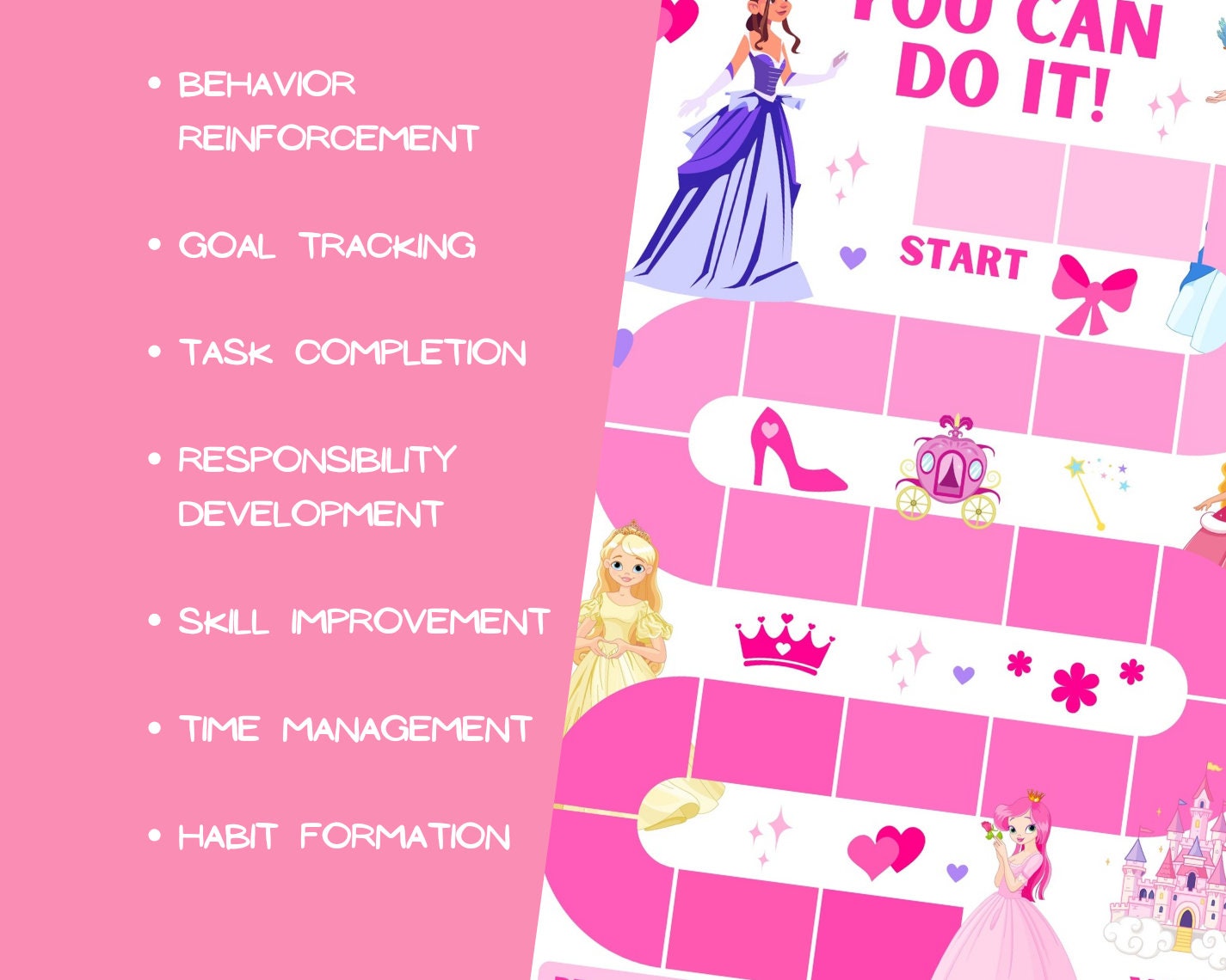 Girls Princess Reward Chart Printable, Kids Reward Chart, Behaviour ...