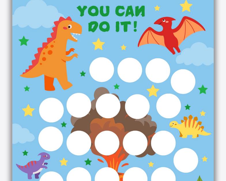 Dinosaur Reward Chart, Printable Potty Training Chart, Kids Behavior ...