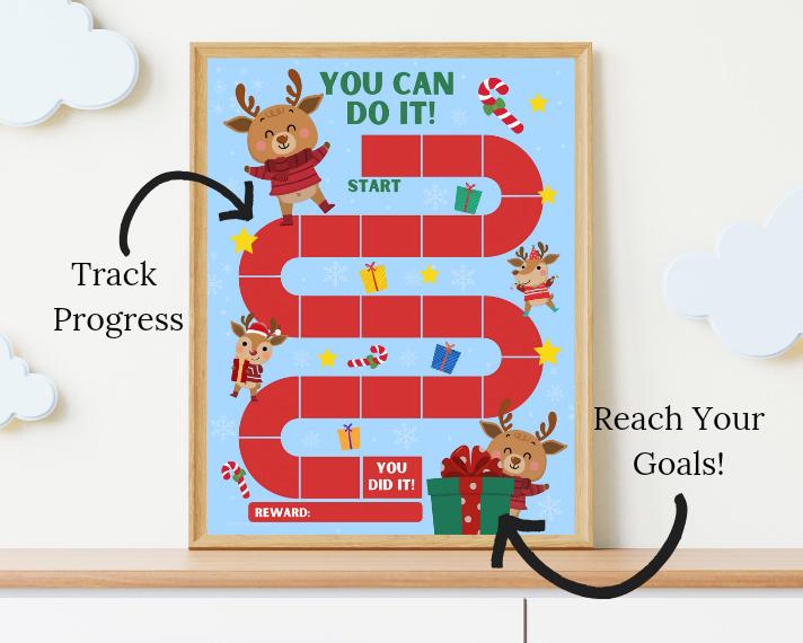 Christmas Reindeer Reward Chart for Kids (PDF & PNG) - Etsy