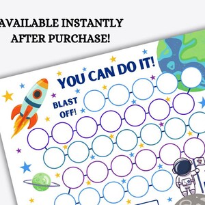 Printable Outer Space Reward Chart for Kids, Potty Training Chart for ...