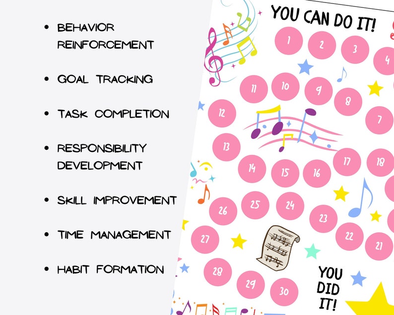 Printable Music Practice Reward Chart for Kids (PDF) - Etsy UK
