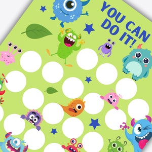 Monster Reward Chart Printable, Sticker Chart, Potty Training, Behavior ...