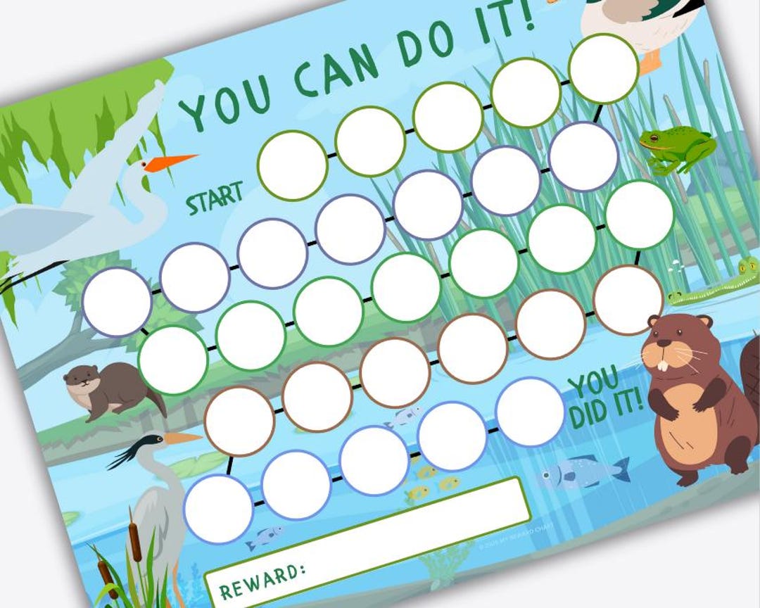 Printable Swamp Animal Reward Chart, Beaver Sticker Chart, Potty ...